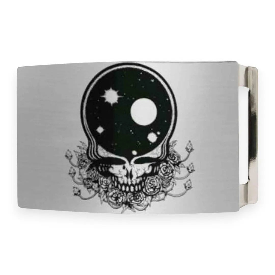 Grateful Dead Belt Buckle | Space Your Face – Brushed Silver