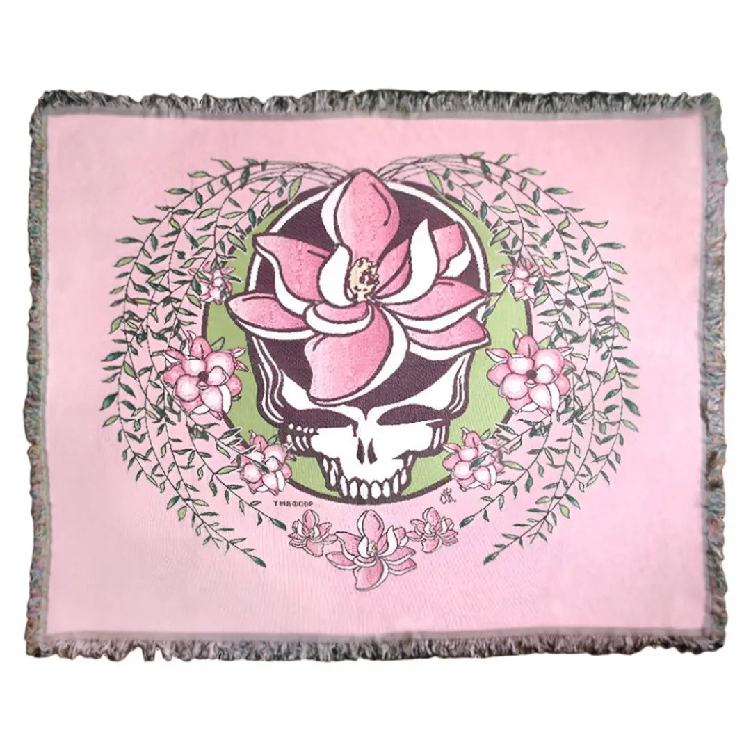 Grateful Dead Pink Sugar Magnolia Steal Your Face Woven Cotton Blanket ...