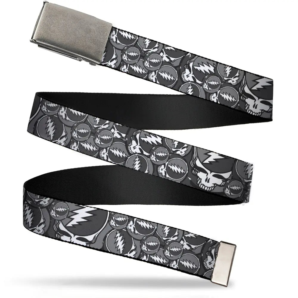 Grateful Dead Web Belt | Gray Steal Your Face Stacked (Matte Buckle ...